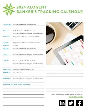 Banker's Tracking Calendar | Alogent